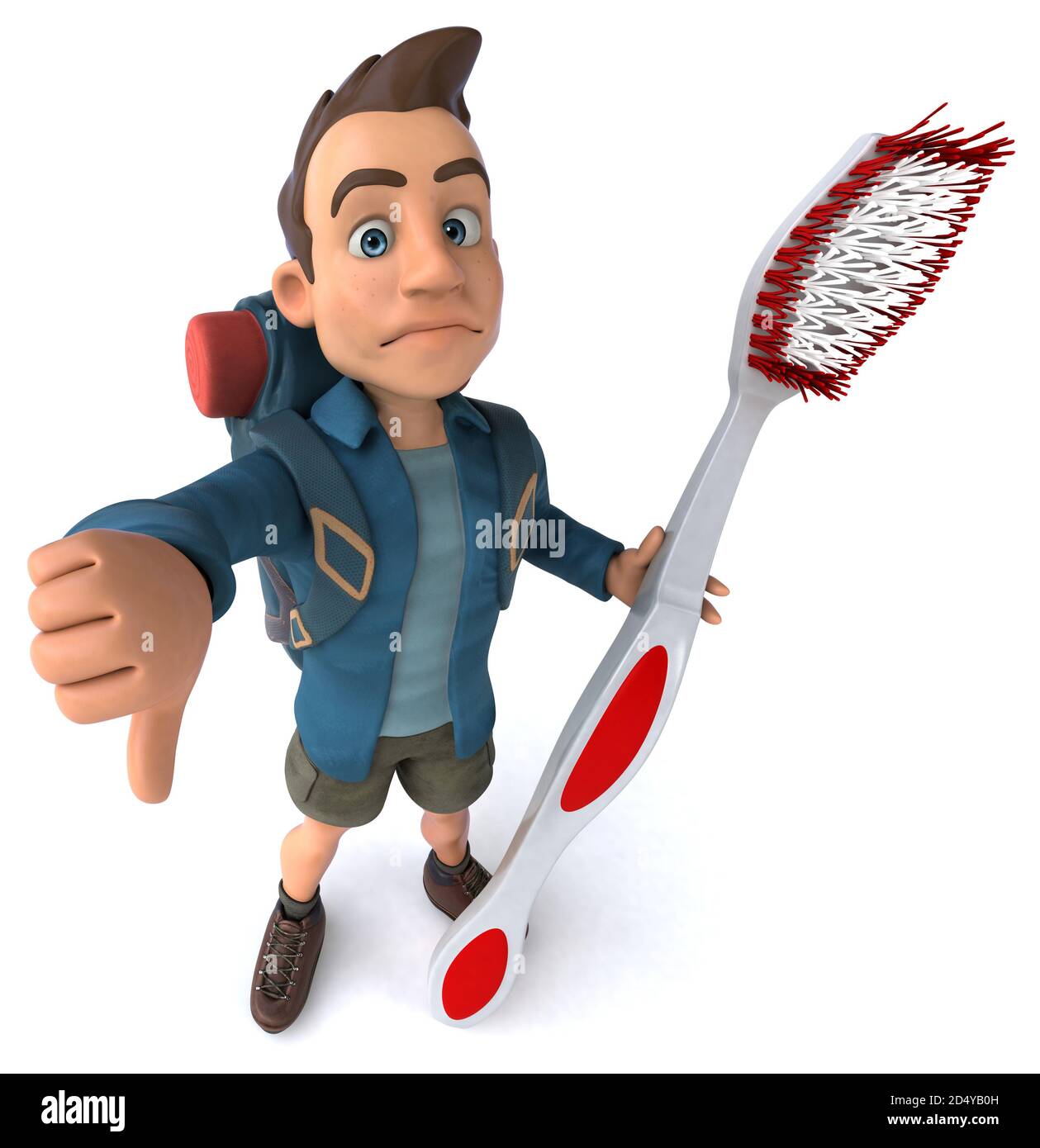 Fun illustration of a 3D cartoon backpacker Stock Photo - Alamy
