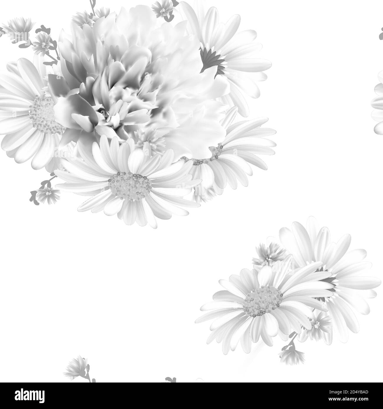 Floral Seamless Pattern with peony, Chamomile (Daisy), spring flowers ...
