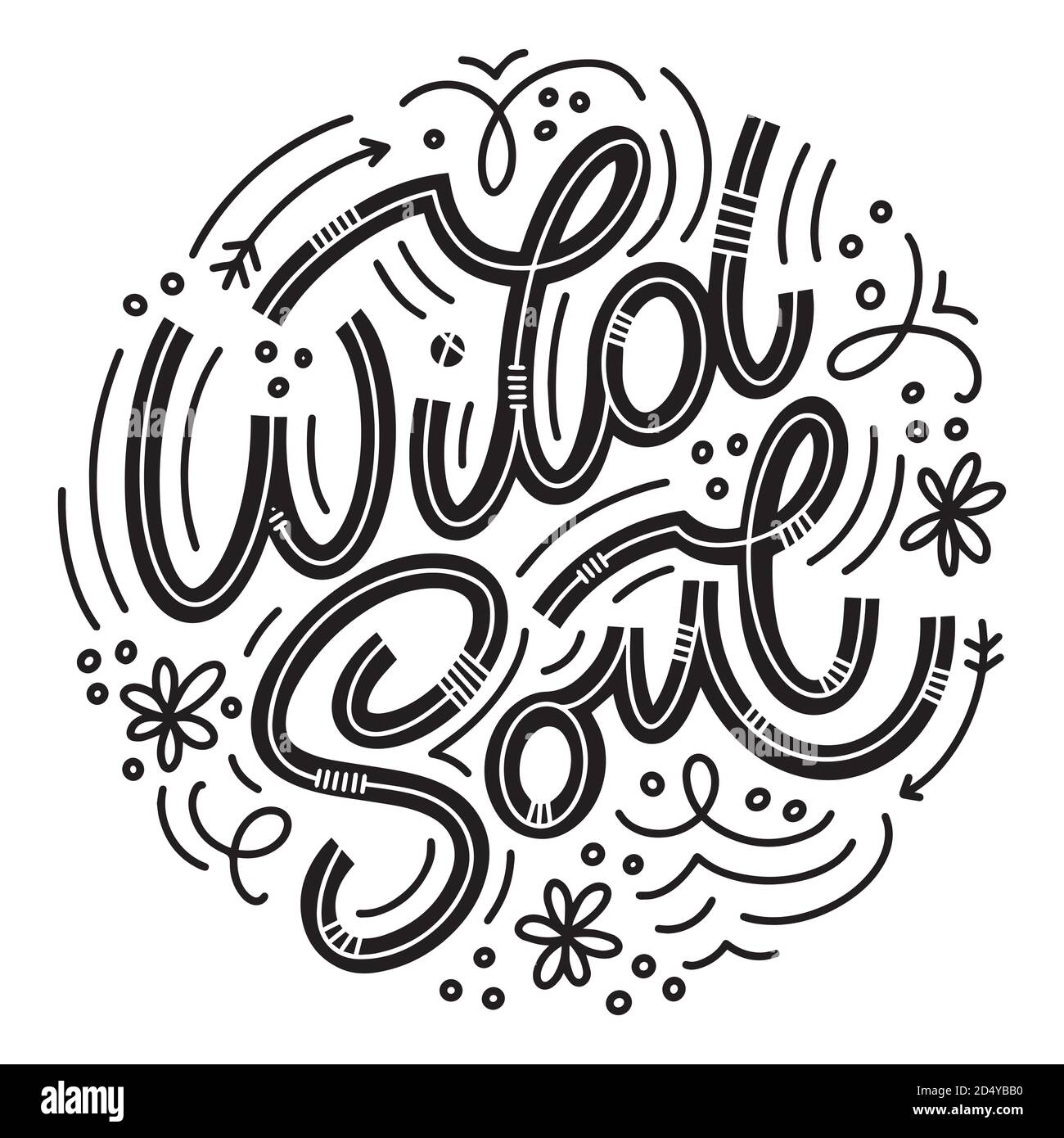 Wild Soul lettering in doodle style. Inspirational and motivational ...