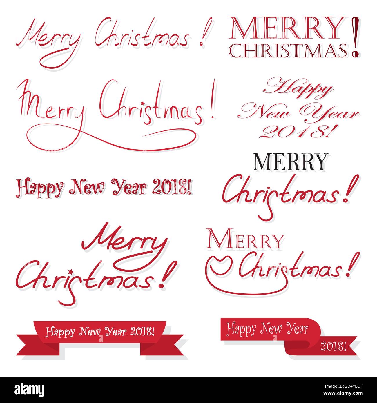 Merry Christmas Lettering Design Set. Vector illustration EPS10 Stock ...