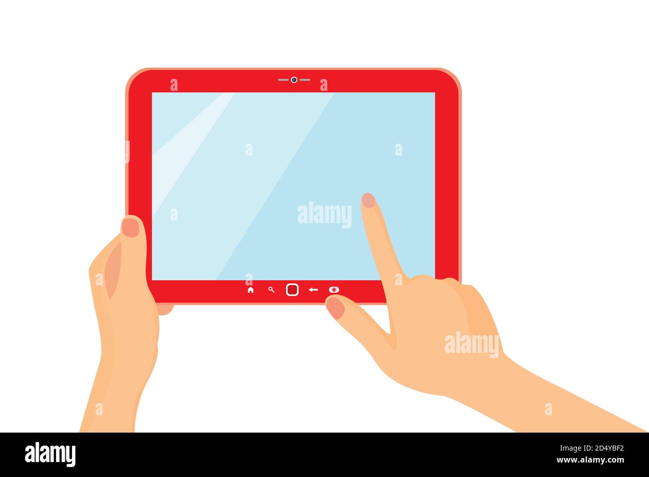 Businessman hold tablet and pointing on the screen concept vector ...