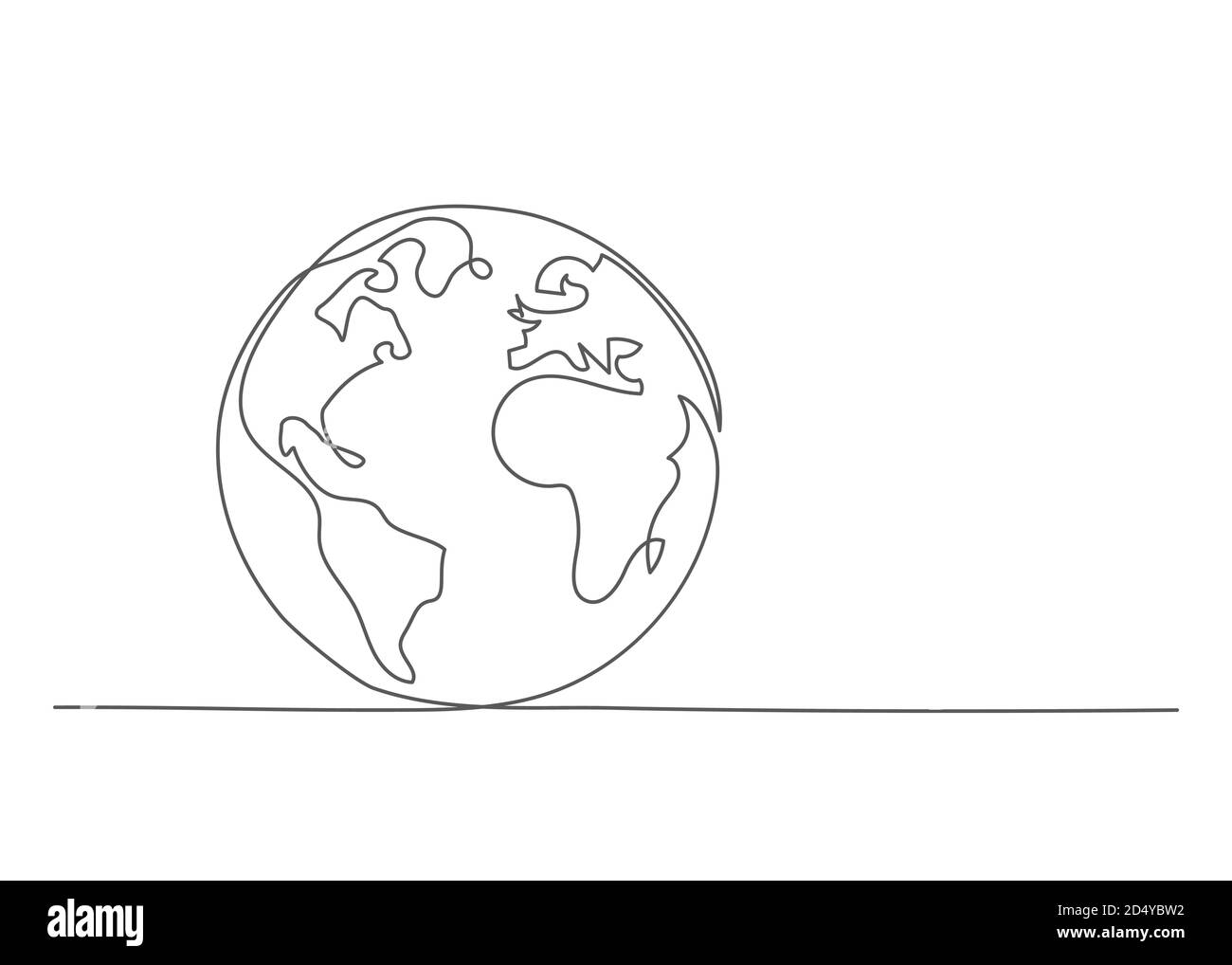 Globe One line drawing Vector globe in line style on white background Stock Vector Image & Art ...