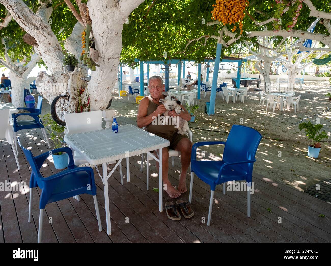 Portrait of owner Ricco pictured at Riccos beach bar, Geroskipou ...