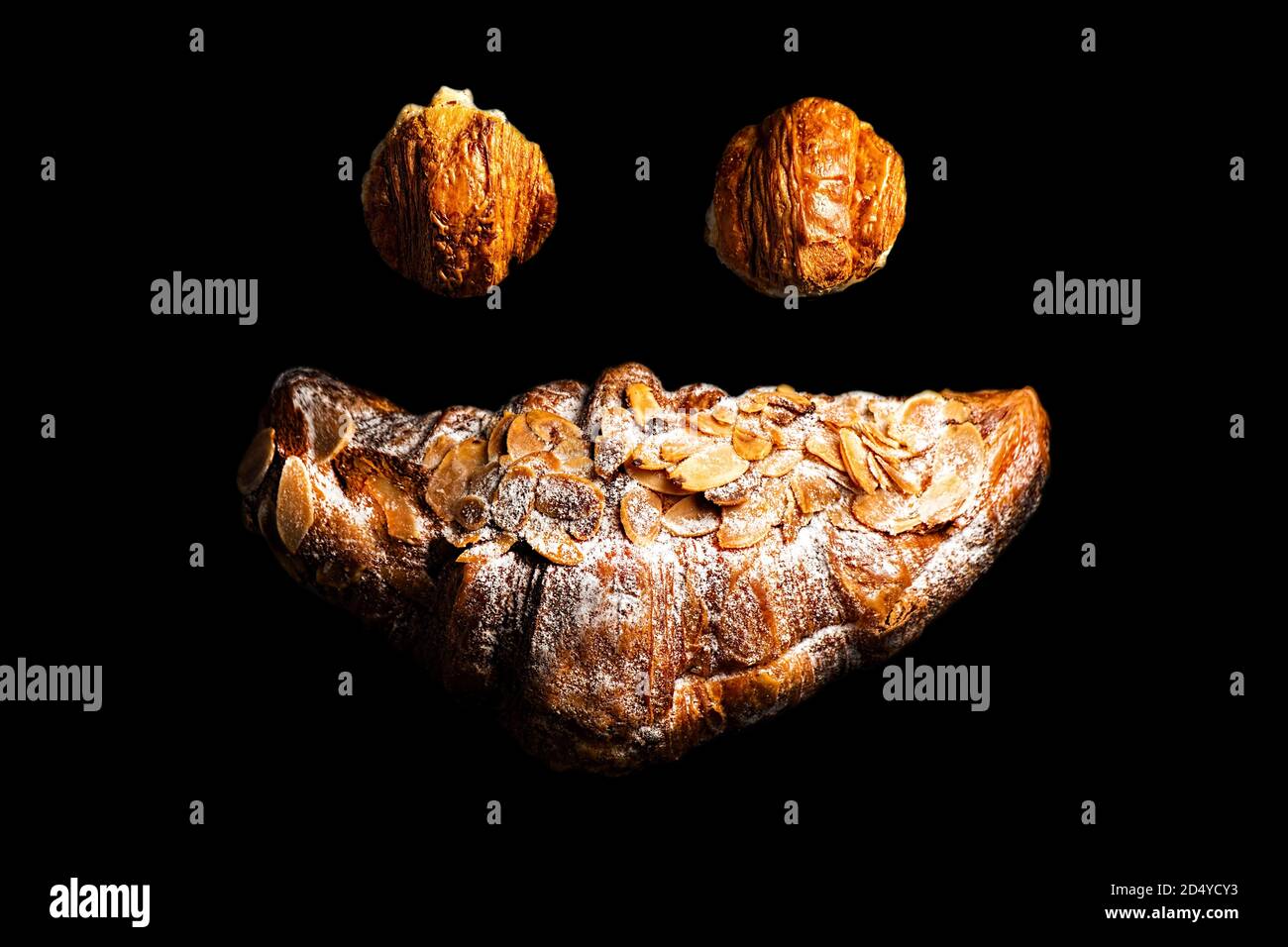 Concept - Croissant Smile. Detailed macro closeup, food background ...