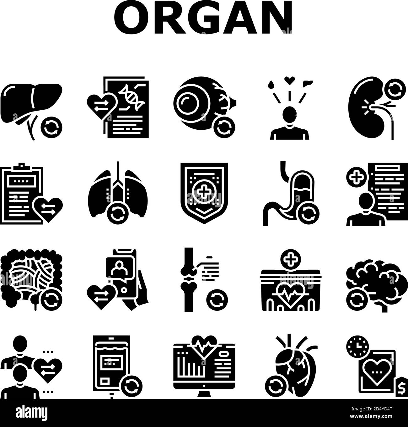 Organ Donation Medical Collection Icons Set Vector Stock Vector Image ...