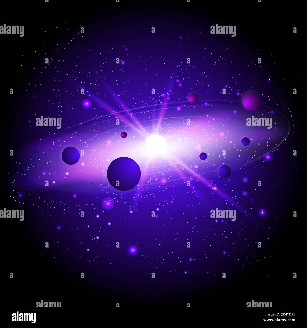 Vector illustration with space and planets. Cosmic background with ...