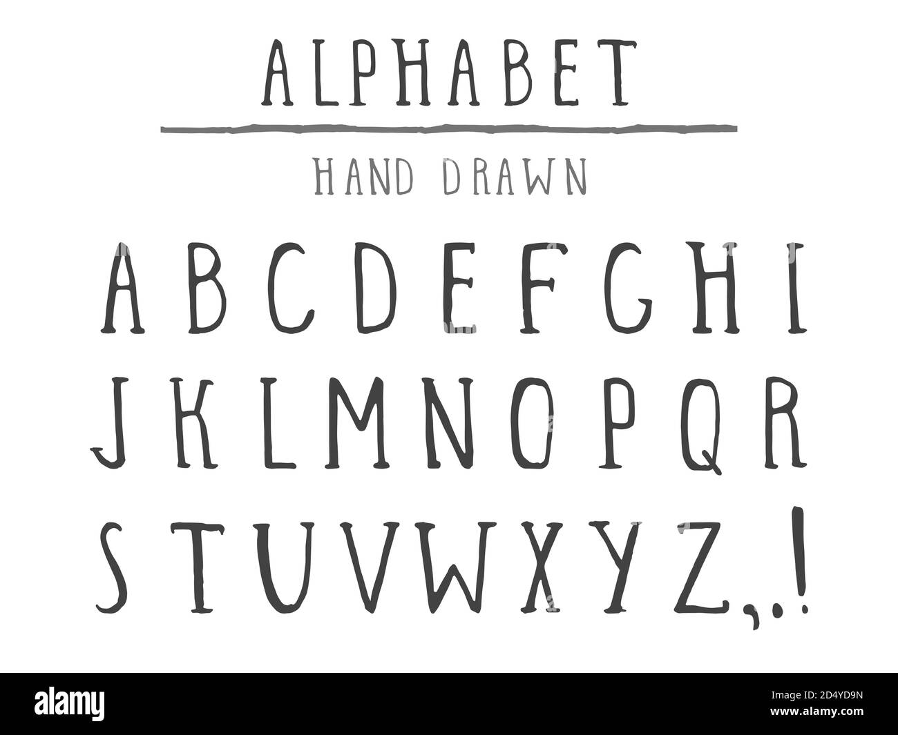 Vector hand drawn alphabet in style grunge. Capital letters. Regular ...