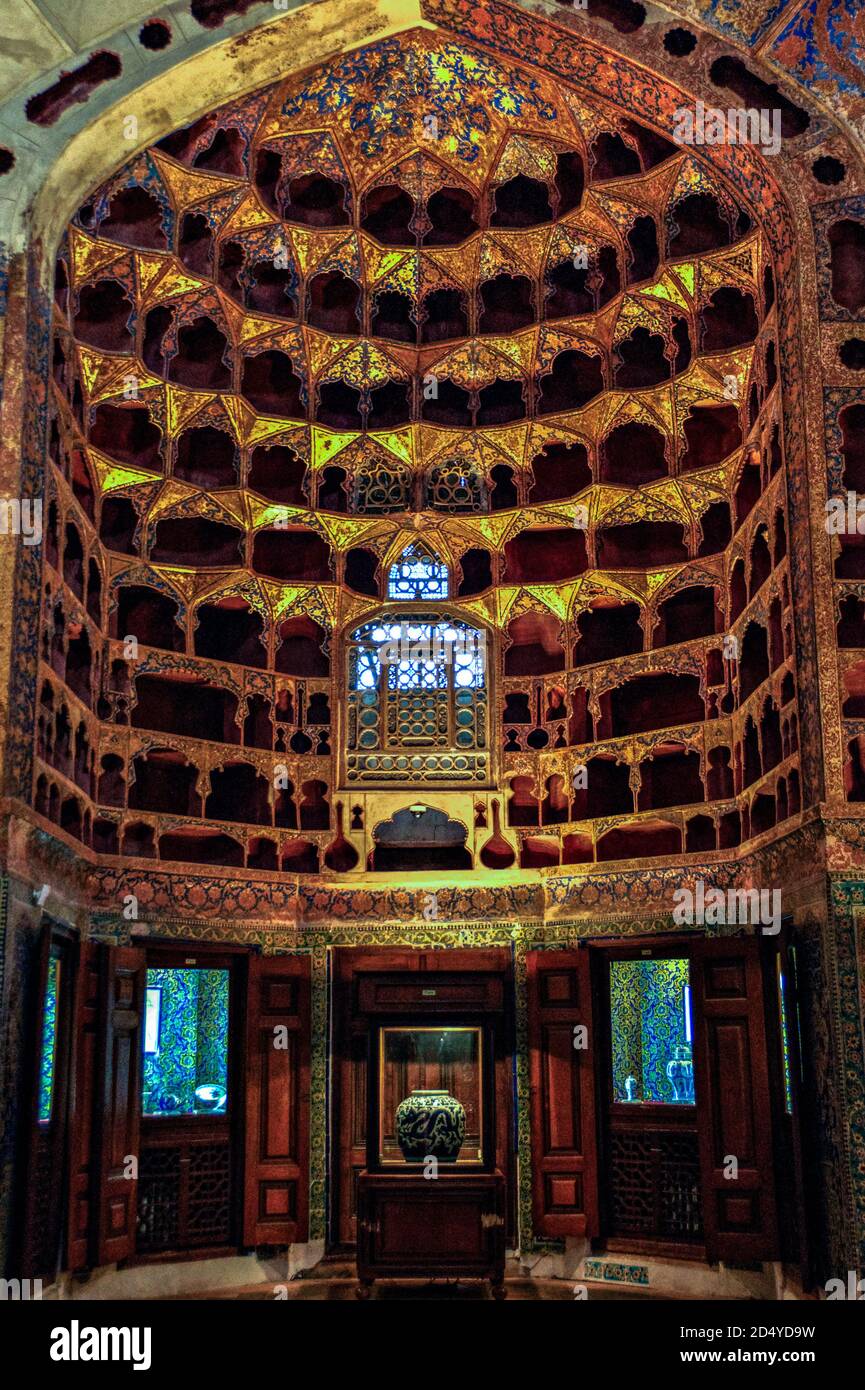 Interior of the mausoleum and tomb, Sheikh Safi-ad-din Khanegah complex ...