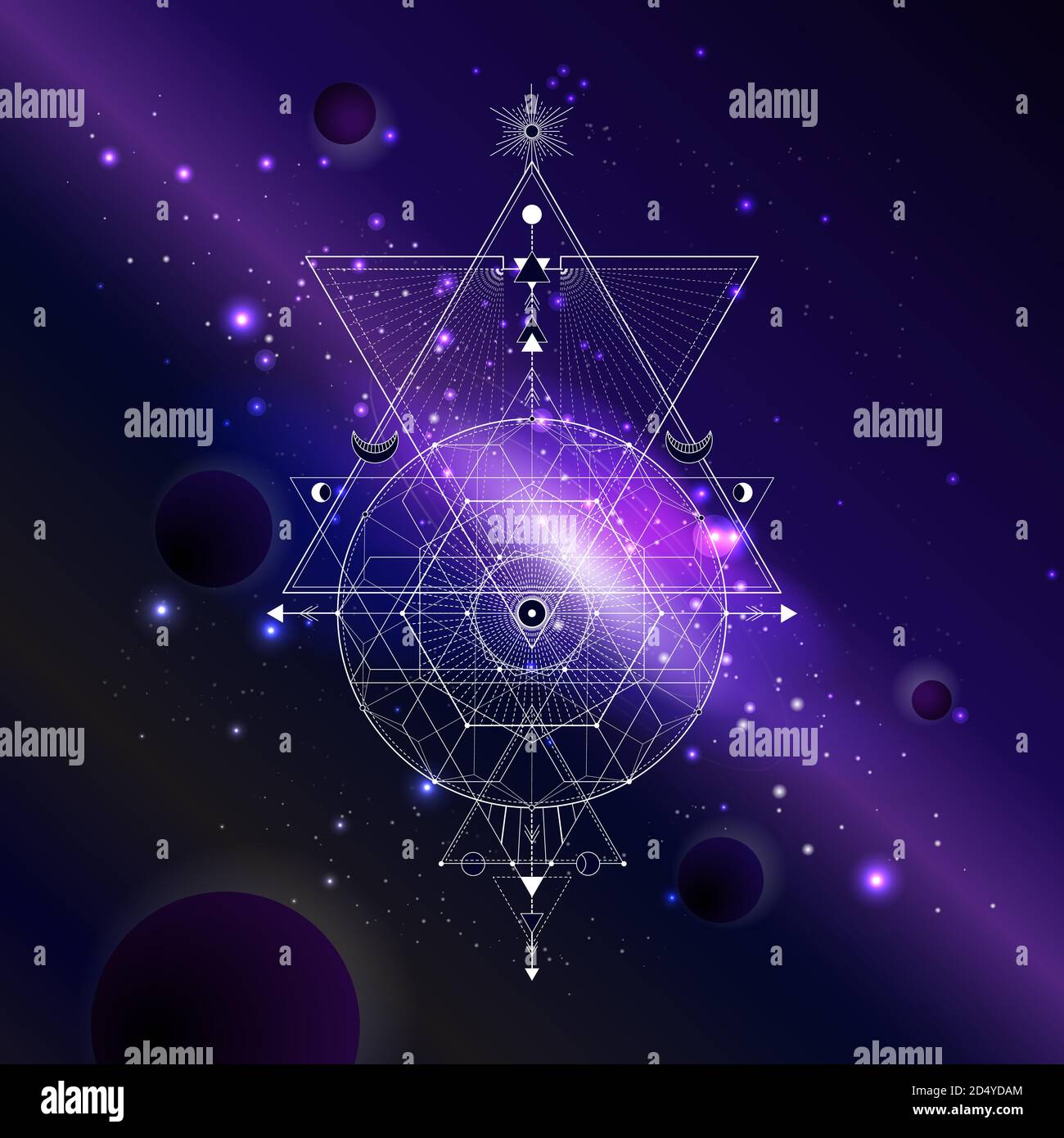 Vector illustration of Sacred or mystic symbol against the space ...
