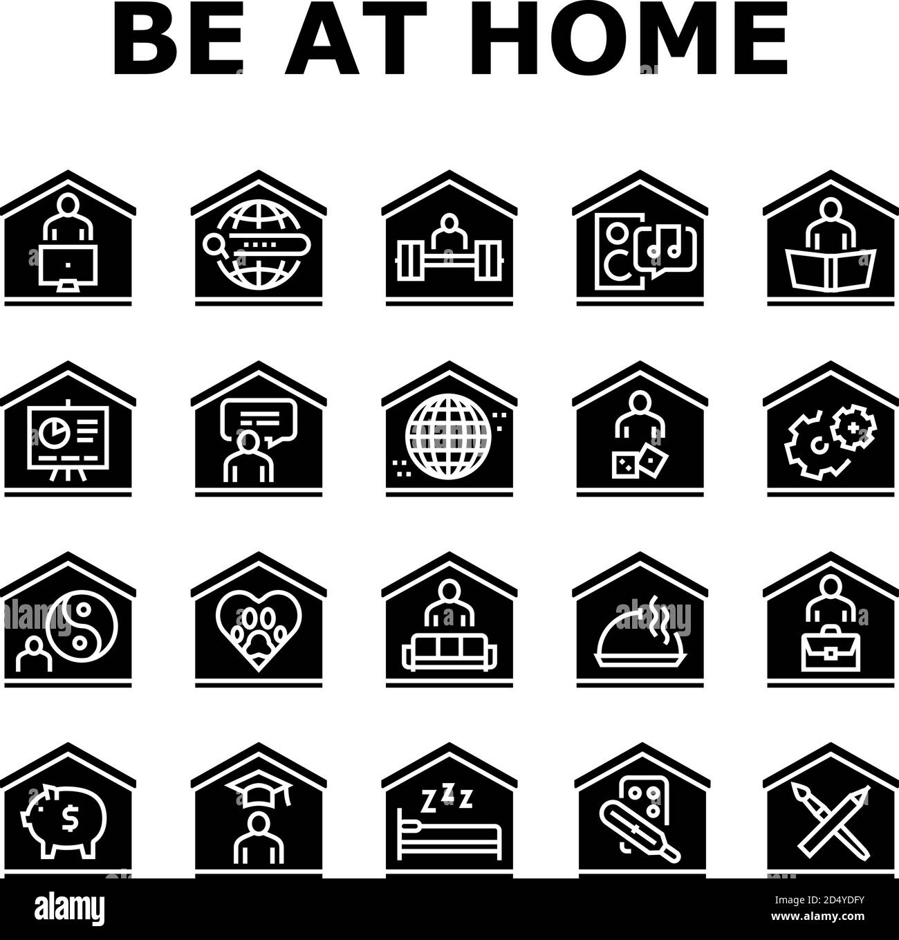 Home Training Course Collection Icons Set Vector Stock Vector Image ...