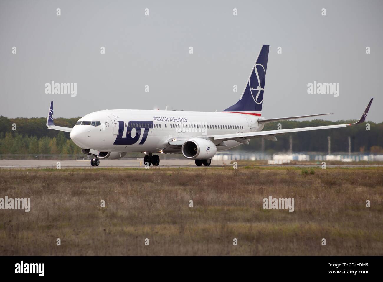 Ukraine, Kyiv - October 10, 2020: A passenger plane lands at the ...