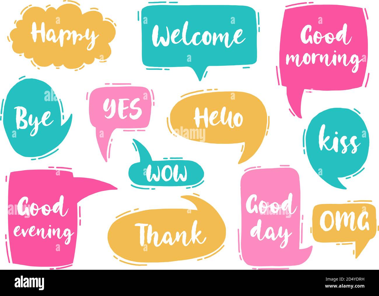 Collection hand drawn communicate speech. Design element business ...