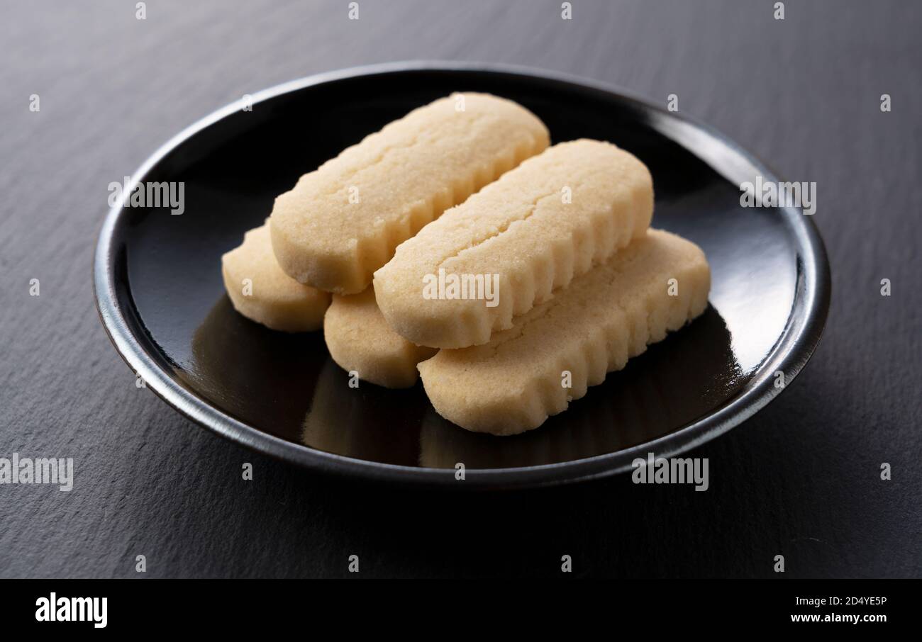 Japanese Okinawan cookies placed on a black background. Chinsuko Stock ...
