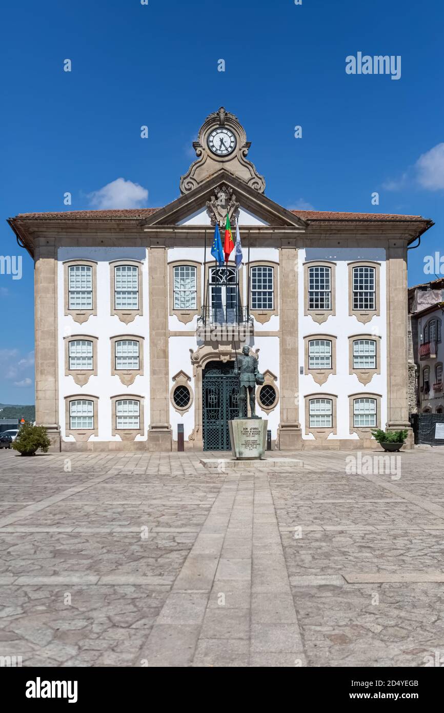 Chaves / Portugal - 08 01 2020: Front facade view at the Chaves council ...