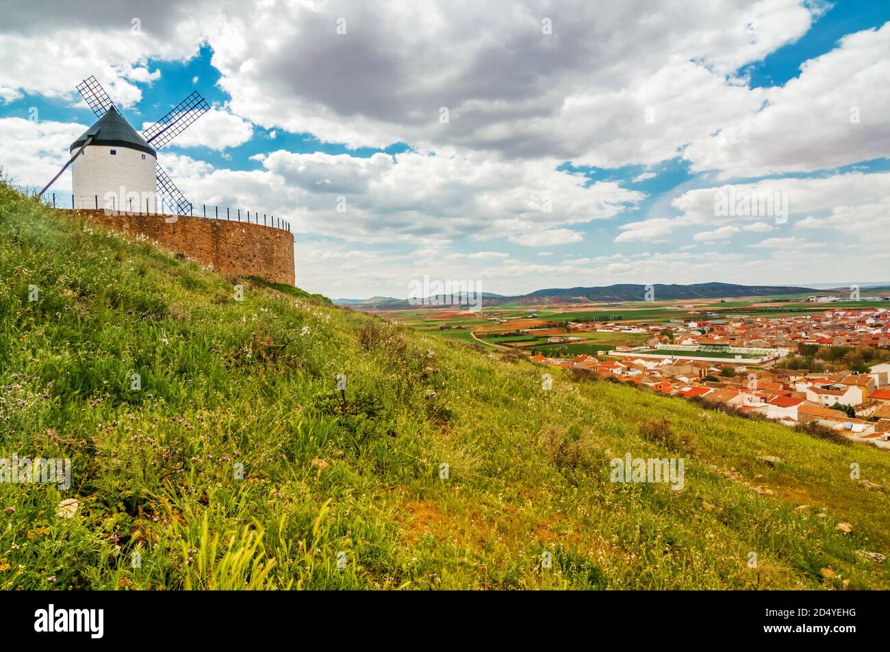 View of windmills in Consuegra, Spain Stock Photo - Alamy