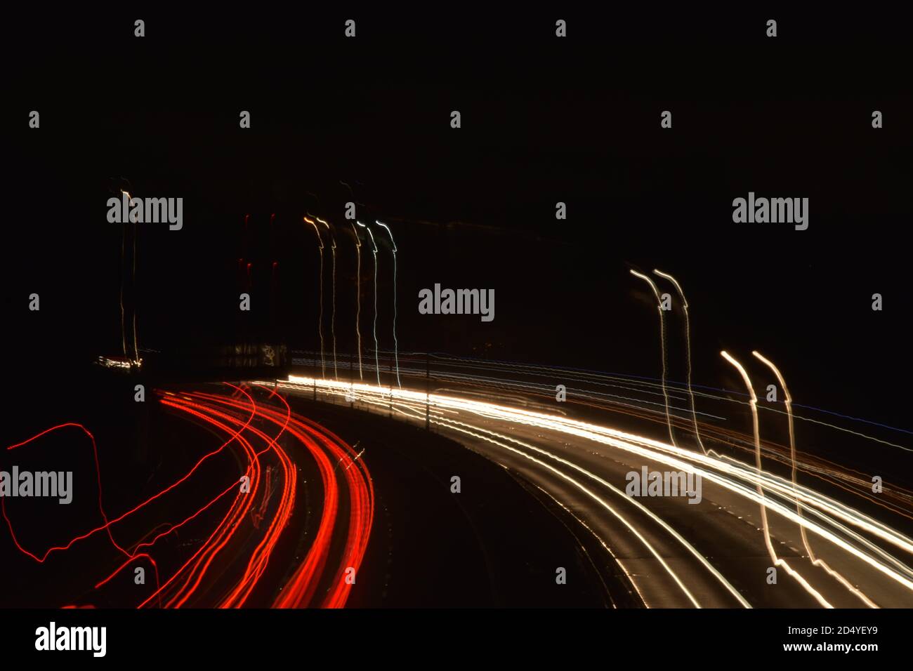 on bridge view of motorway with slow shutter speed Stock Photo - Alamy