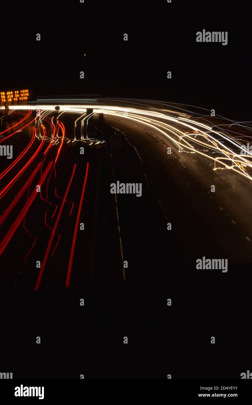 on bridge view of motorway with slow shutter speed Stock Photo - Alamy