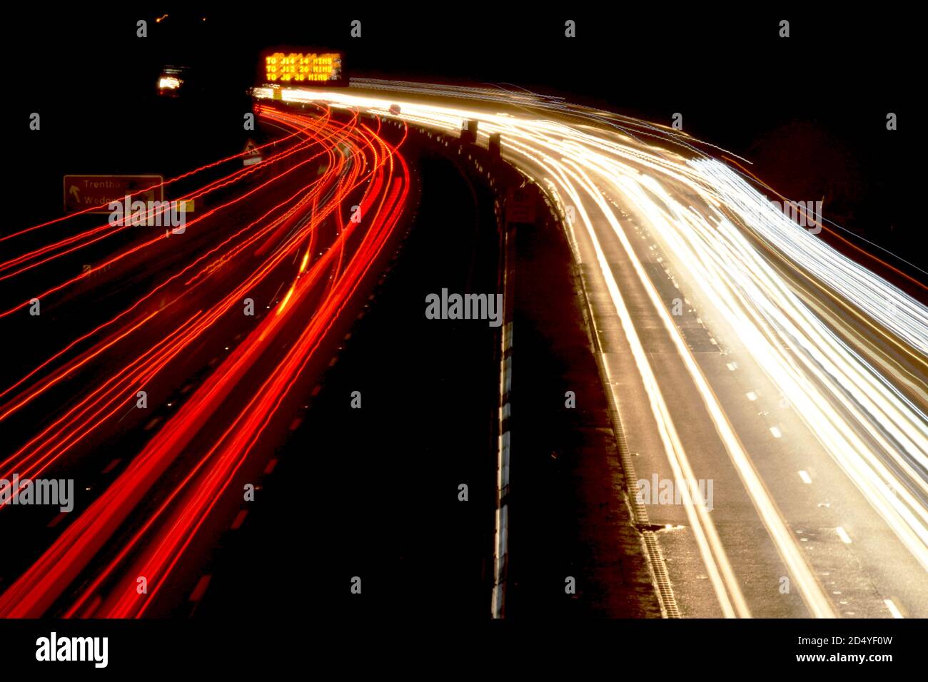 on bridge view of motorway with slow shutter speed Stock Photo - Alamy