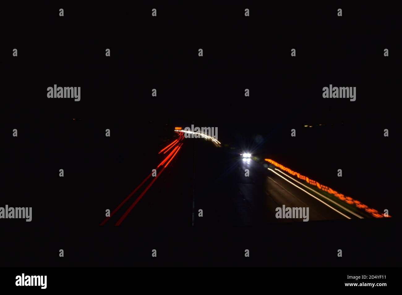 on bridge view of motorway with slow shutter speed Stock Photo - Alamy