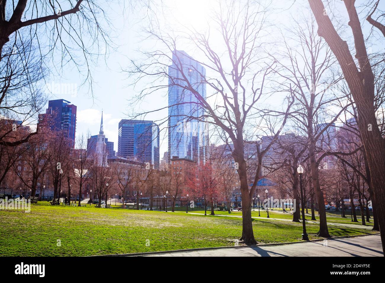 Panorama of Boston Common, central public park in downtown ...