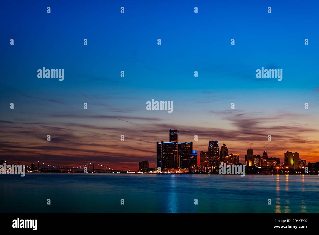 Detroit skyline night hi-res stock photography and images - Alamy