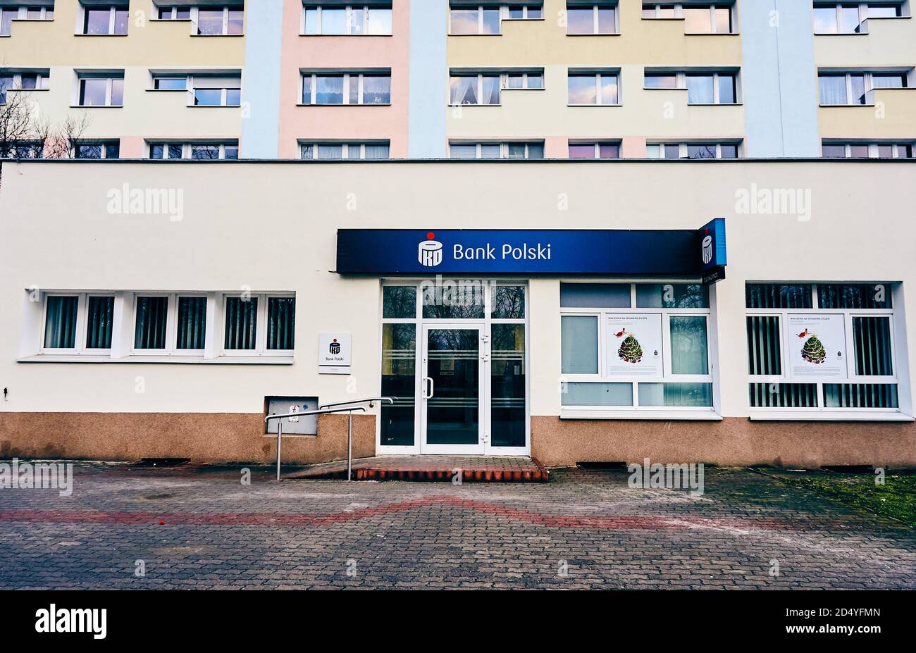 POZNAN, POLAND - Oct 04, 2020: Front enrance of a PKO Bank Polski Stock ...