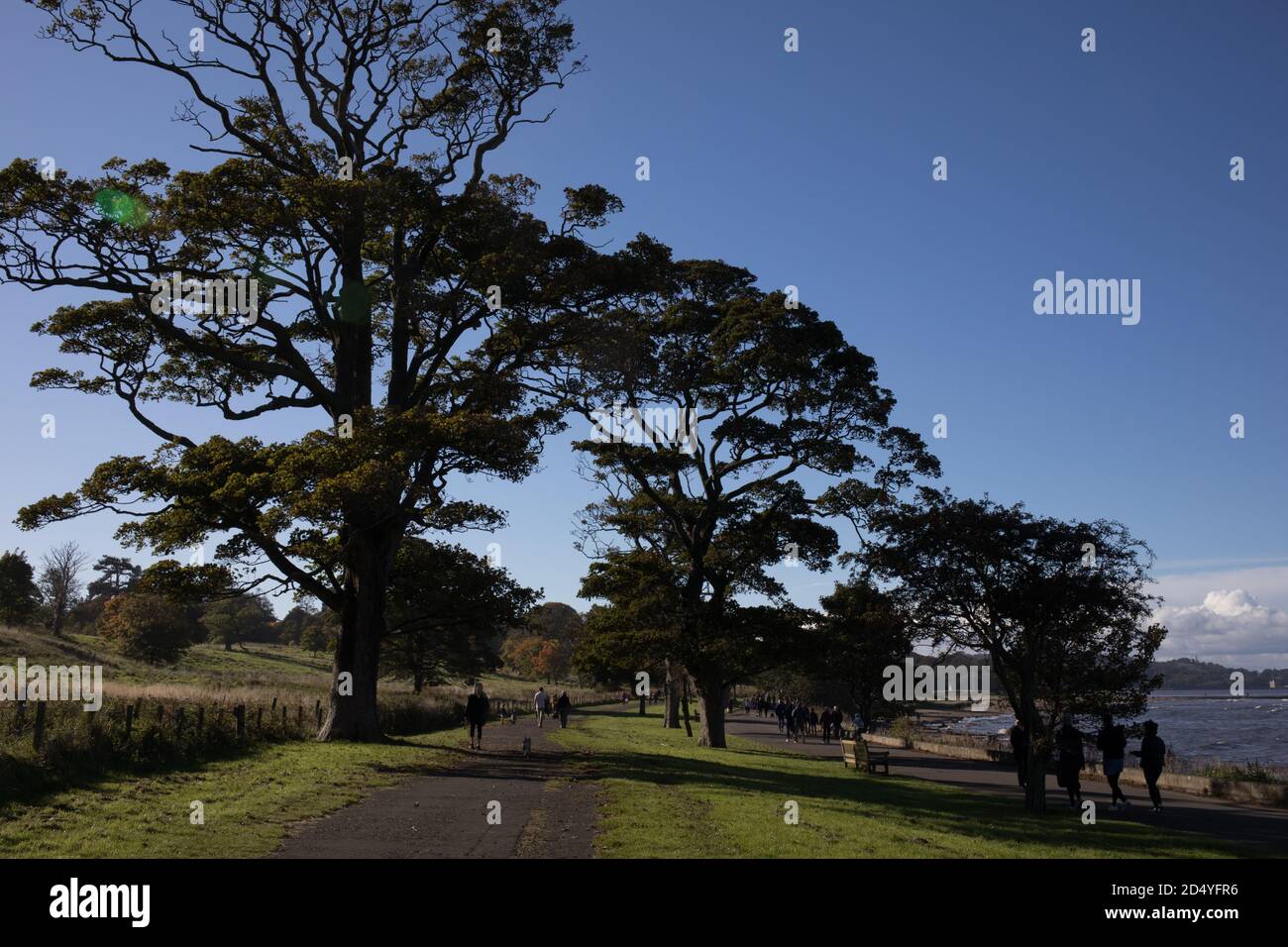 Cramond waterfront and beach, in Cramond, Scotland, 4 October 2020 ...