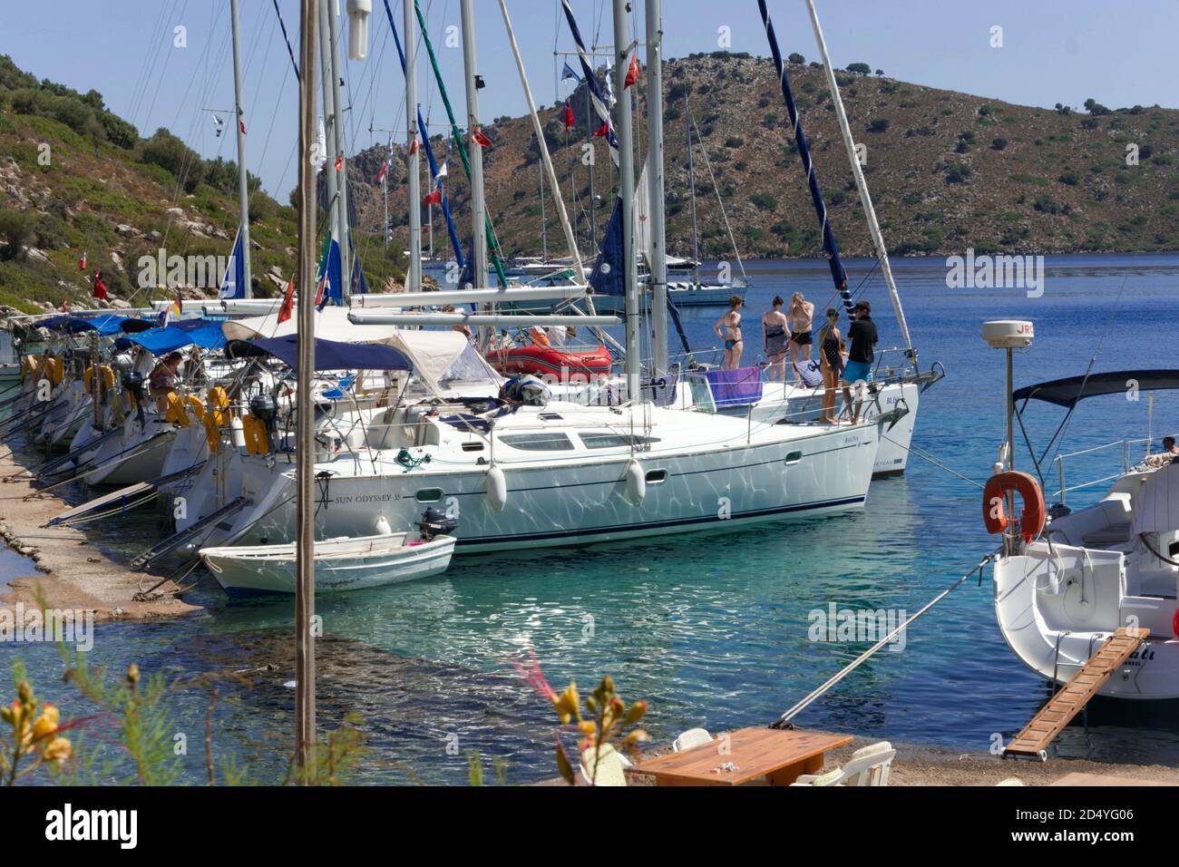 Sailing boats at anchor in secluded bay in Turkey Stock Photo - Alamy