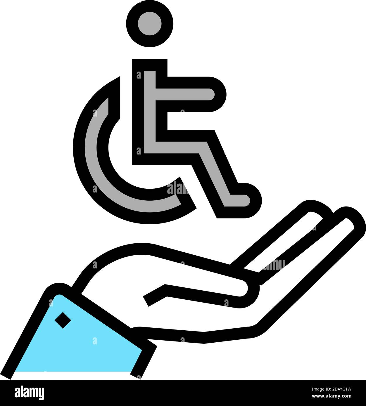 hand hold disabled human sign color icon vector illustration Stock ...