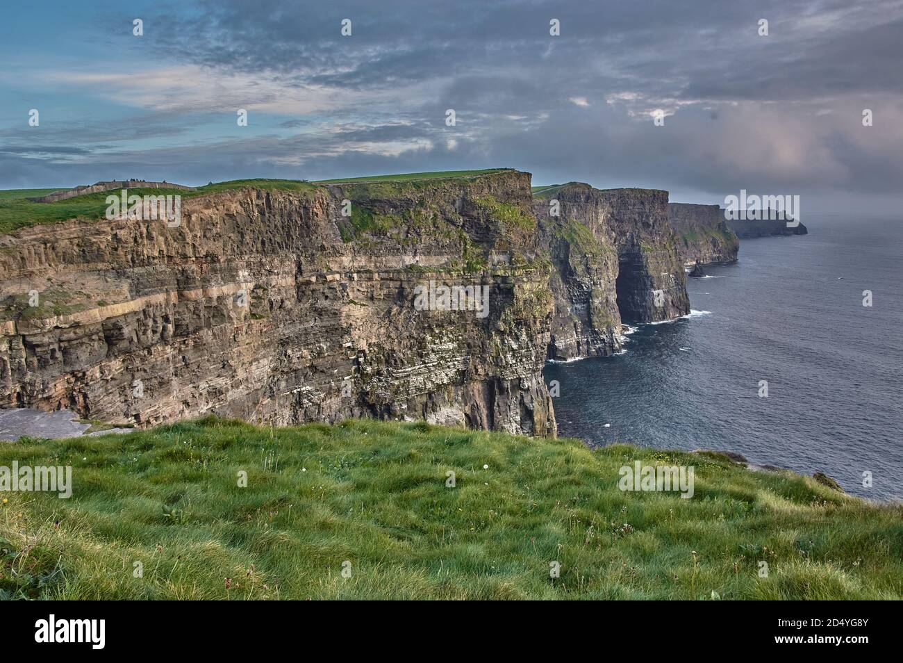Panoramic view of the Cliffs of Moher, Ireland. Cliffs of Moher during ...