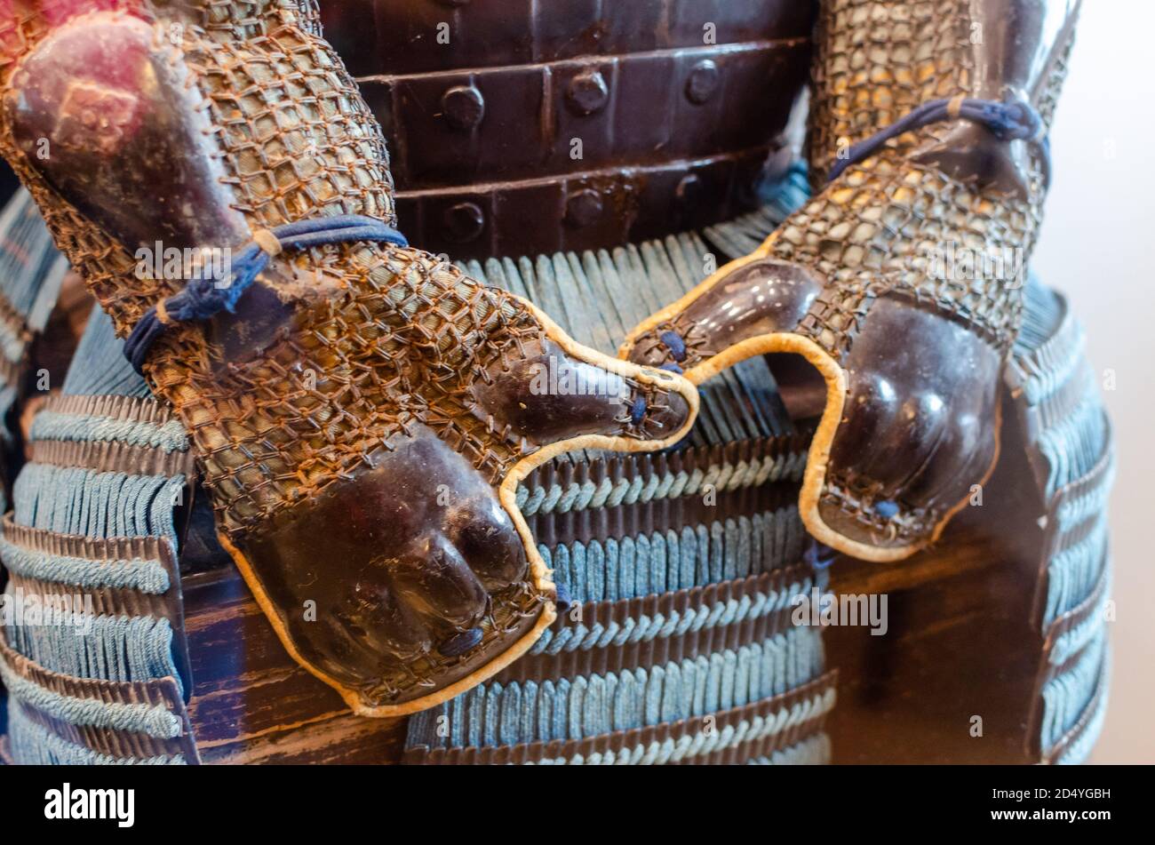 Original medieval japanese samurai armor (yoroi) in the museum. Details ...