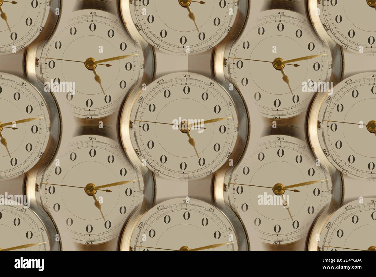 Surreal time of Collage of clock faces with only the number zero, no ...