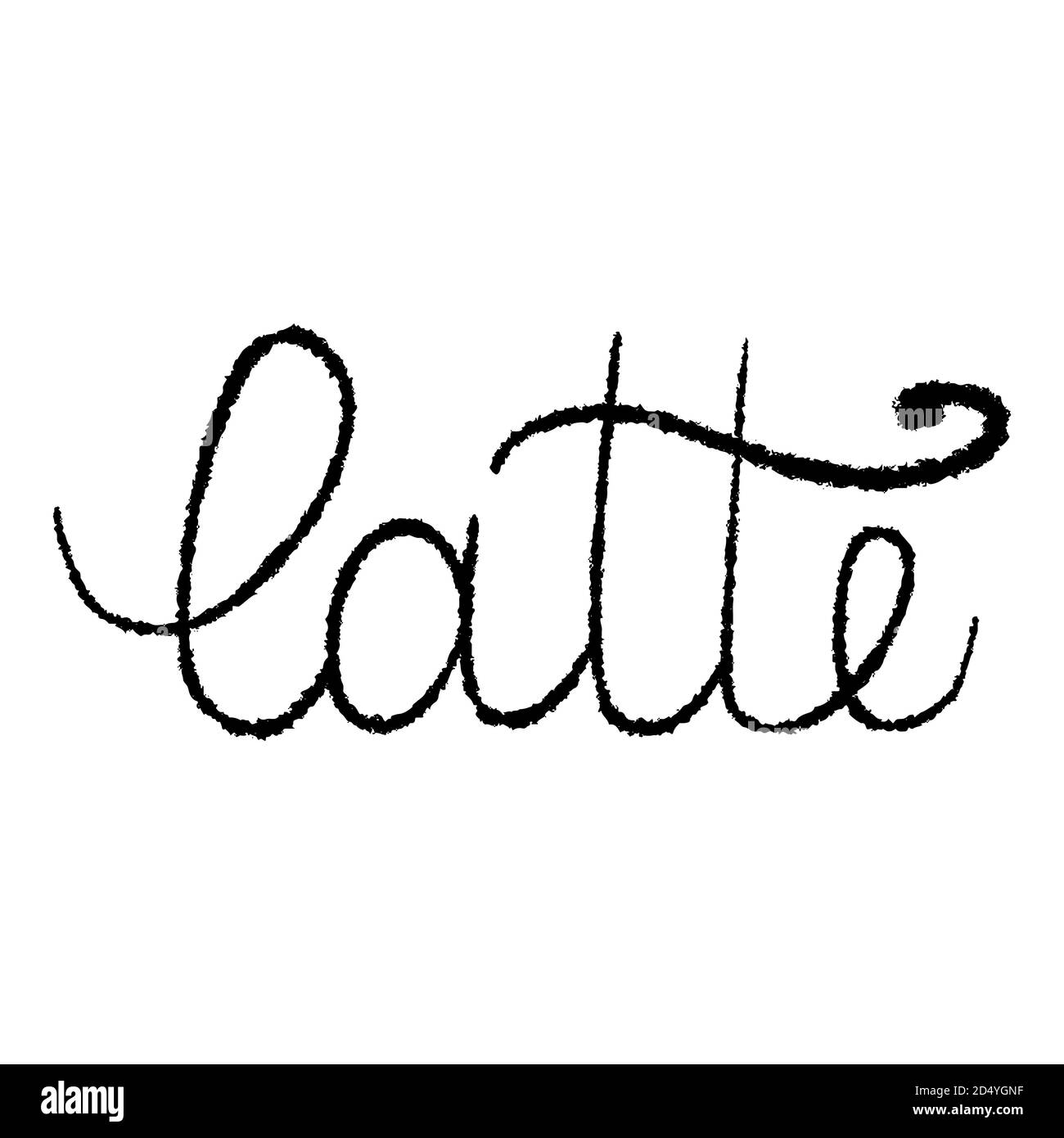 Latte grungy texture brush calligraphy isolated on white background ...