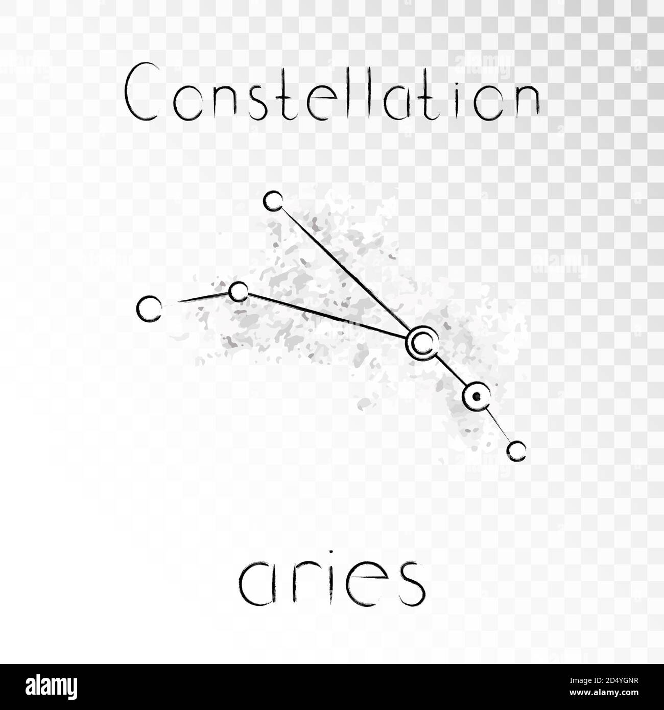 Vector illustration with Zodiac constellation ARIES on a grunge ink ...