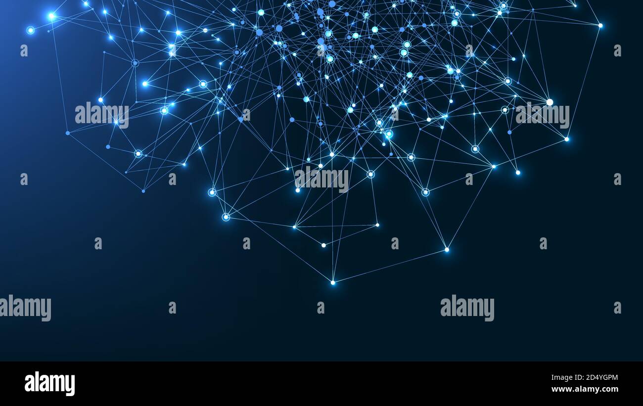 Abstract plexus background with connected lines and dots. Plexus geometric effect. Digital data ...