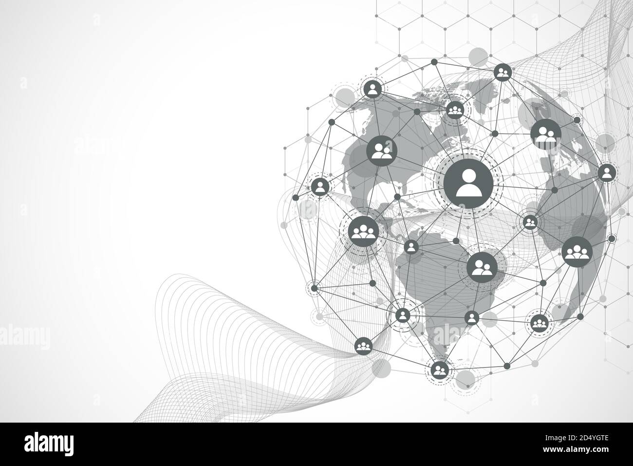 Global network connection concept. Big data visualization. Social ...