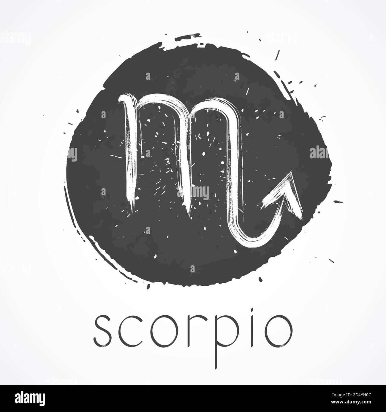 Vector illustration with Hand drawn Zodiac sign SCORPIO on a grunge ink ...