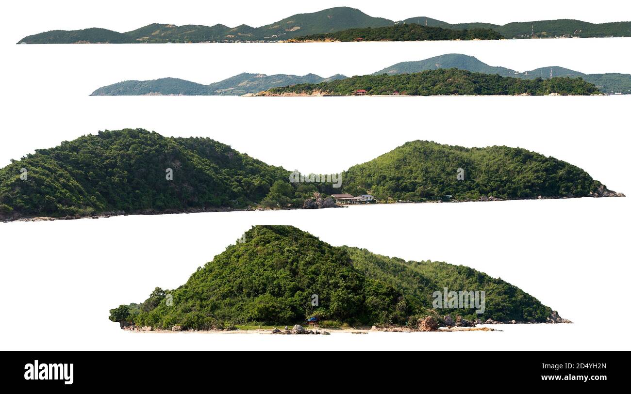 Panorama island, hill, mountain isolated on a white background, with ...