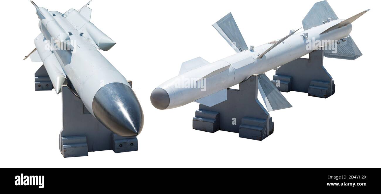 Combat missile isolated on white background. Two different combat ...