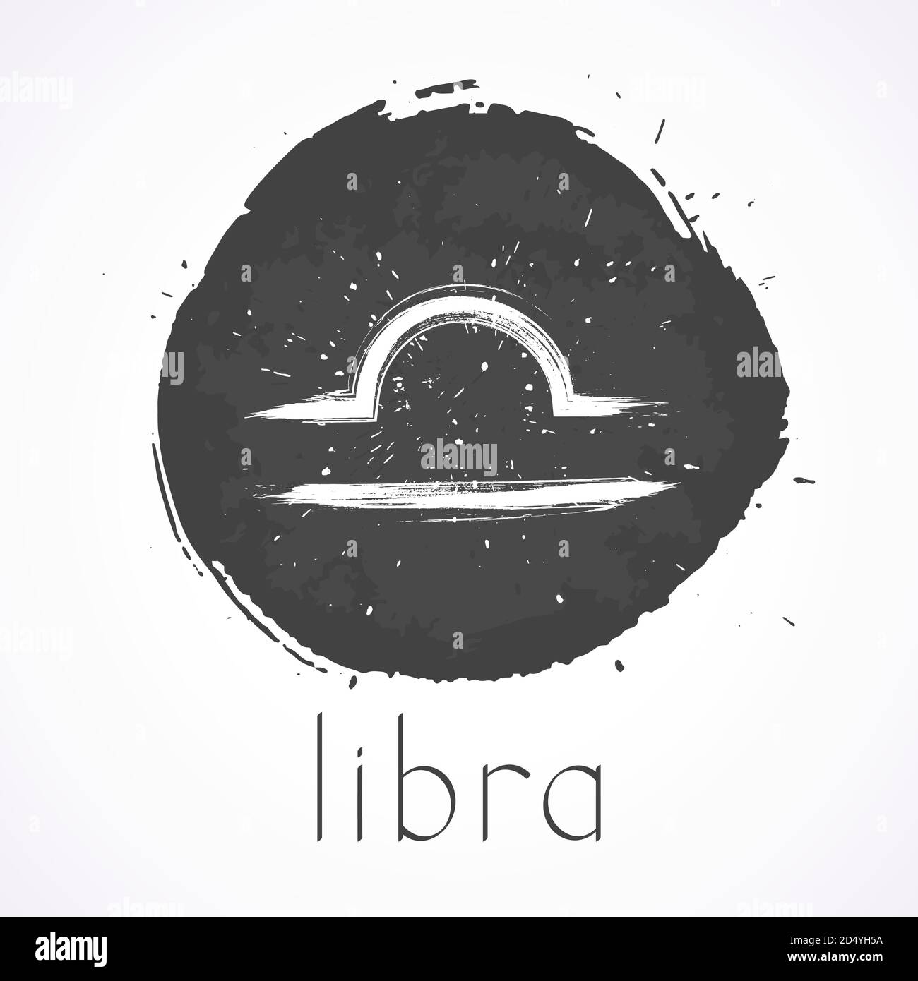 Vector illustration with Hand drawn Zodiac sign LIBRA on a grunge ink ...
