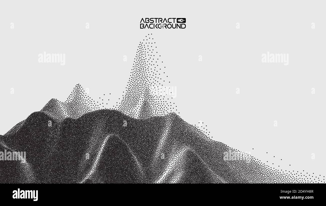 Vector landscape of mountain in dotwork style. Stipple illustration ...