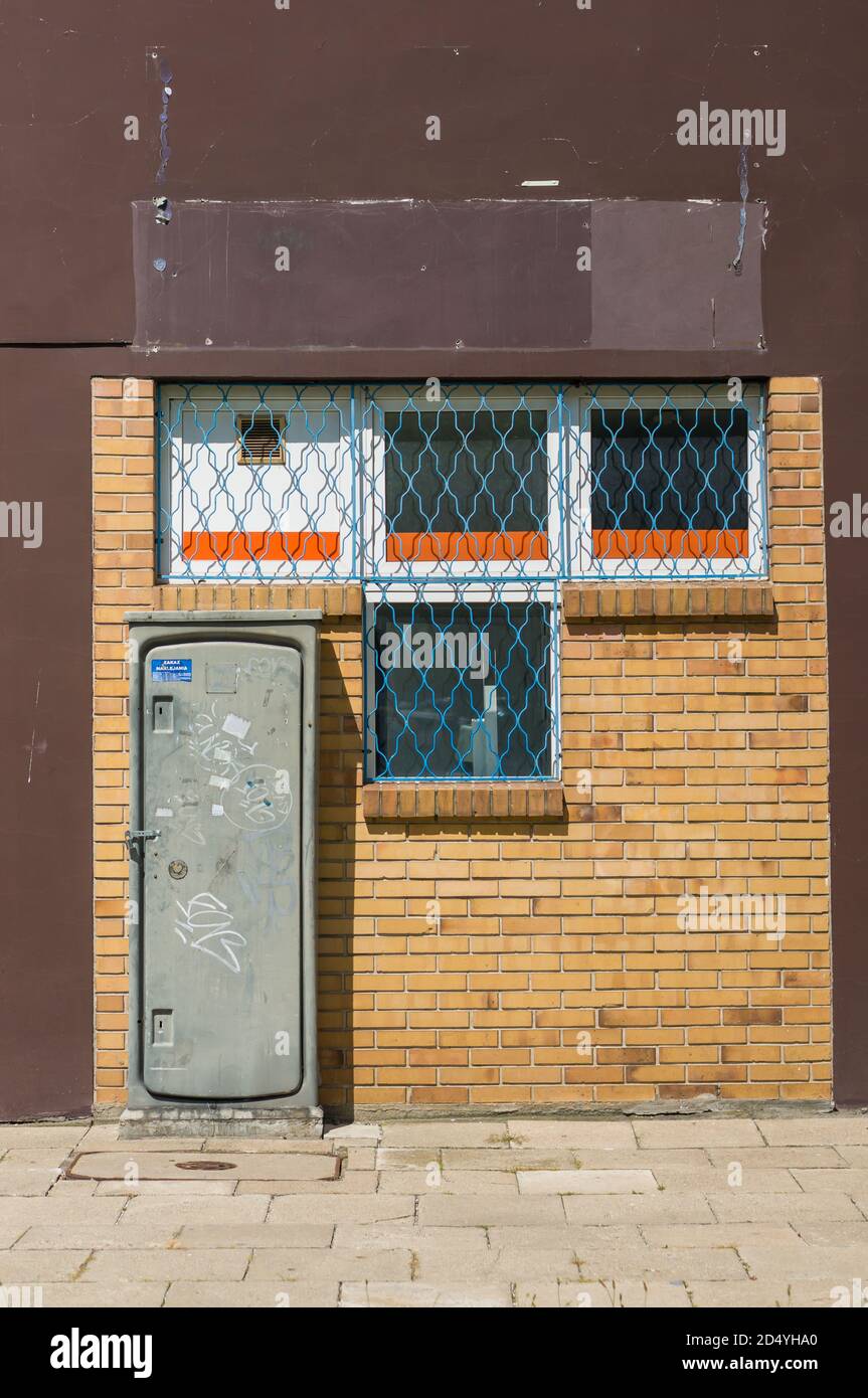 Power box and window grid Stock Photo - Alamy