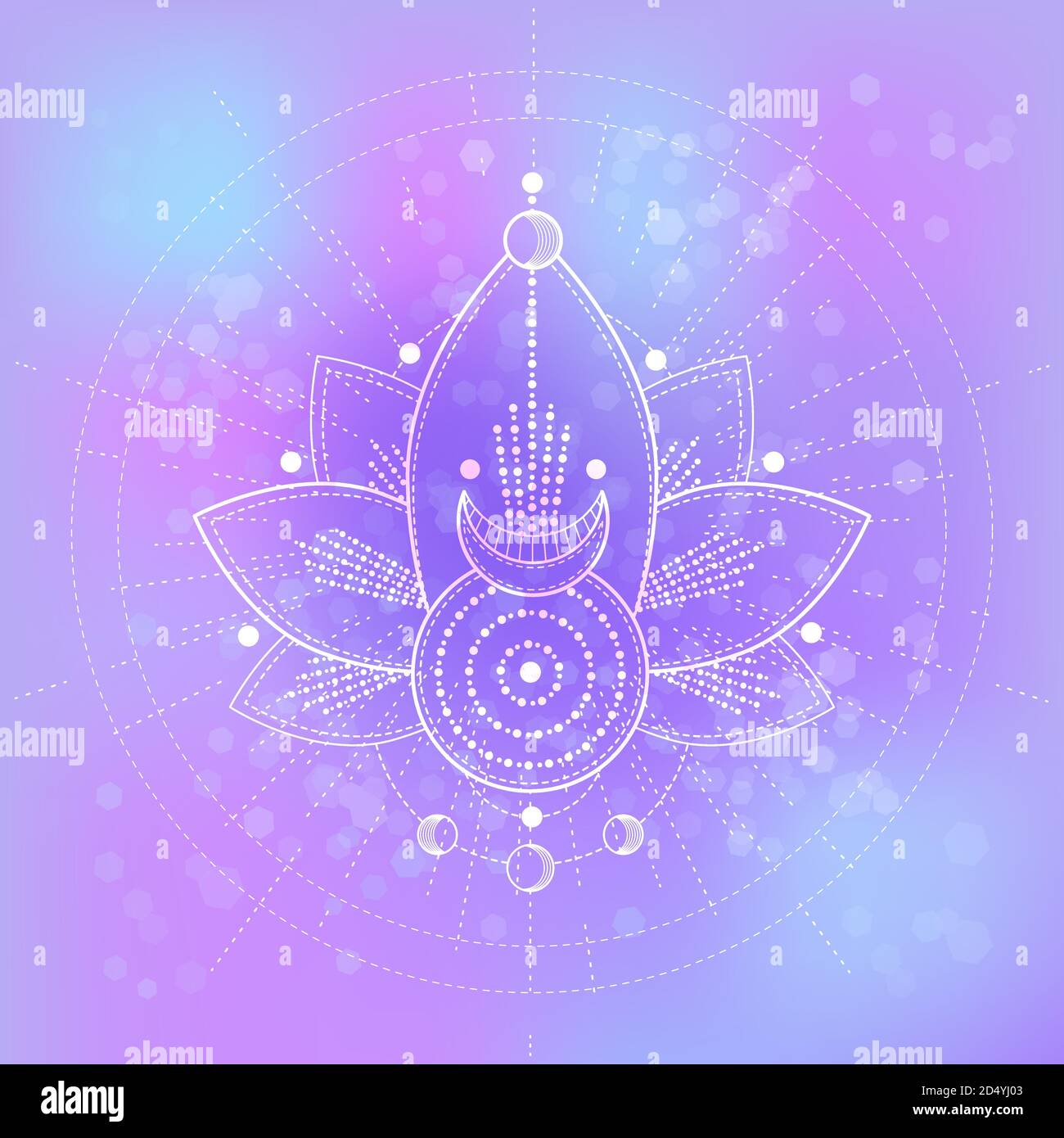 Vector illustration of mystic symbol Lotus on abstract background ...