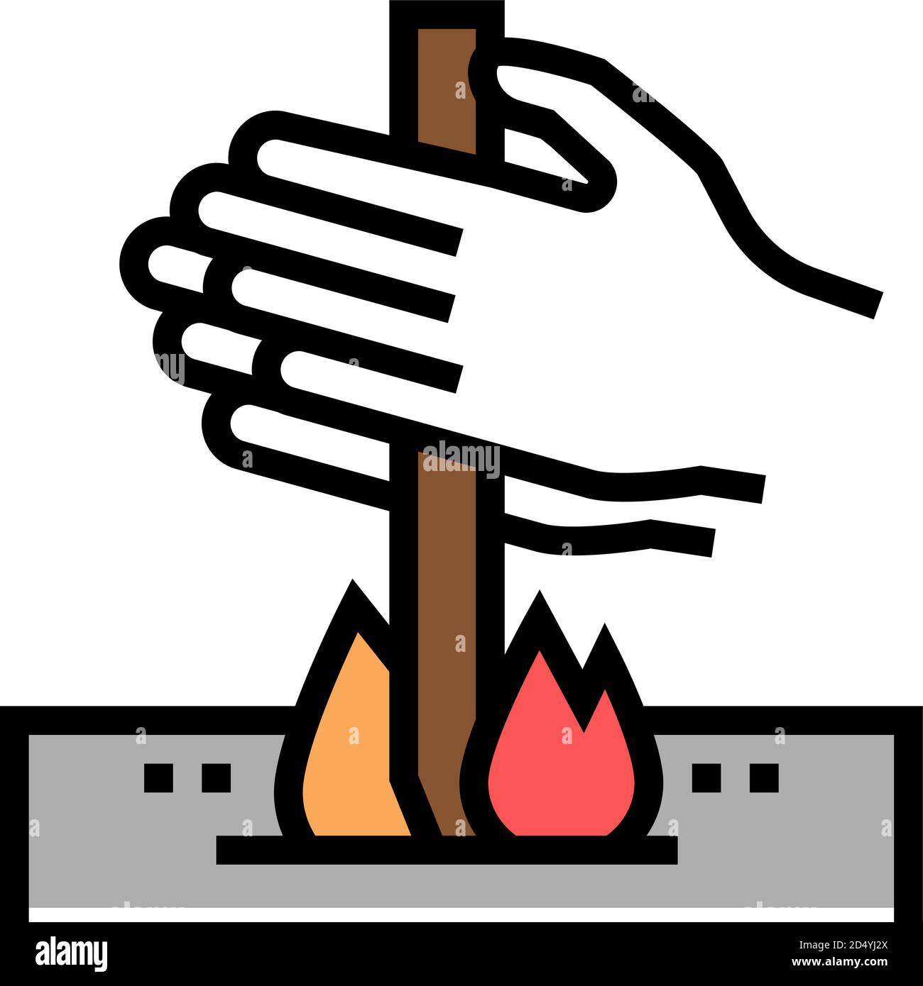 making fire by friction color icon vector illustration Stock Vector ...
