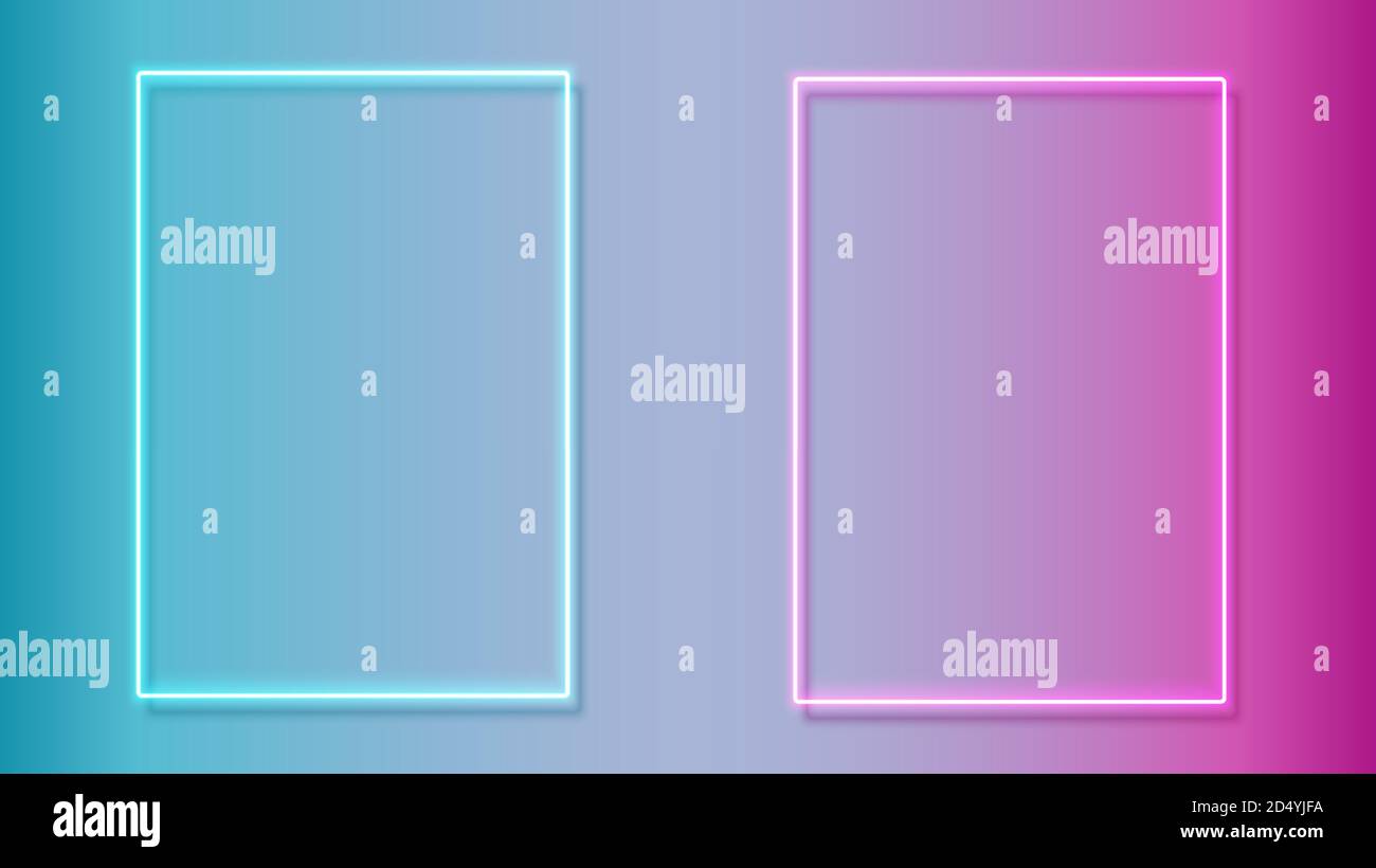 Set of colorful neon frames. Blue and pink color. Design element ...
