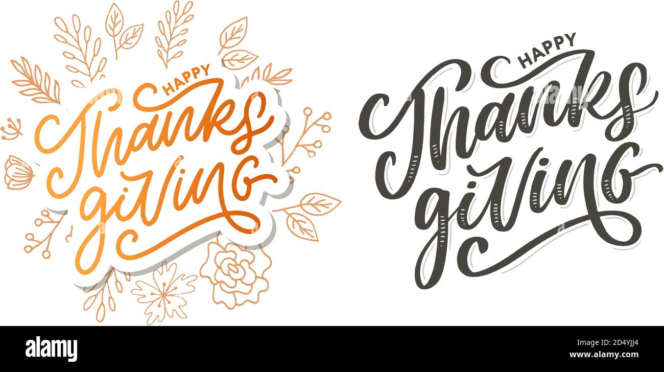 happy thanksgiving lettering calligraphy text brush vector Stock Vector ...
