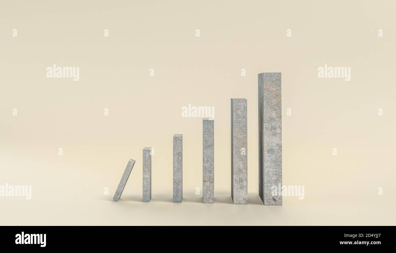 blocks of different sizes ready to fall. domino chain reaction concept ...