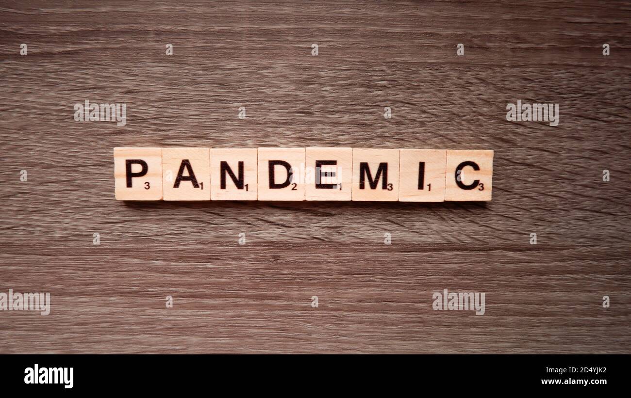 PANDEMIC word text background Stock Photo - Alamy