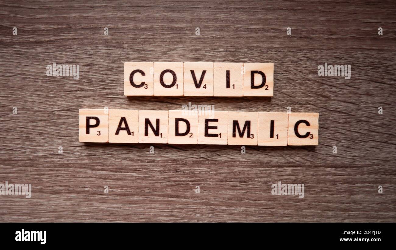 PANDEMIC word text background Stock Photo - Alamy
