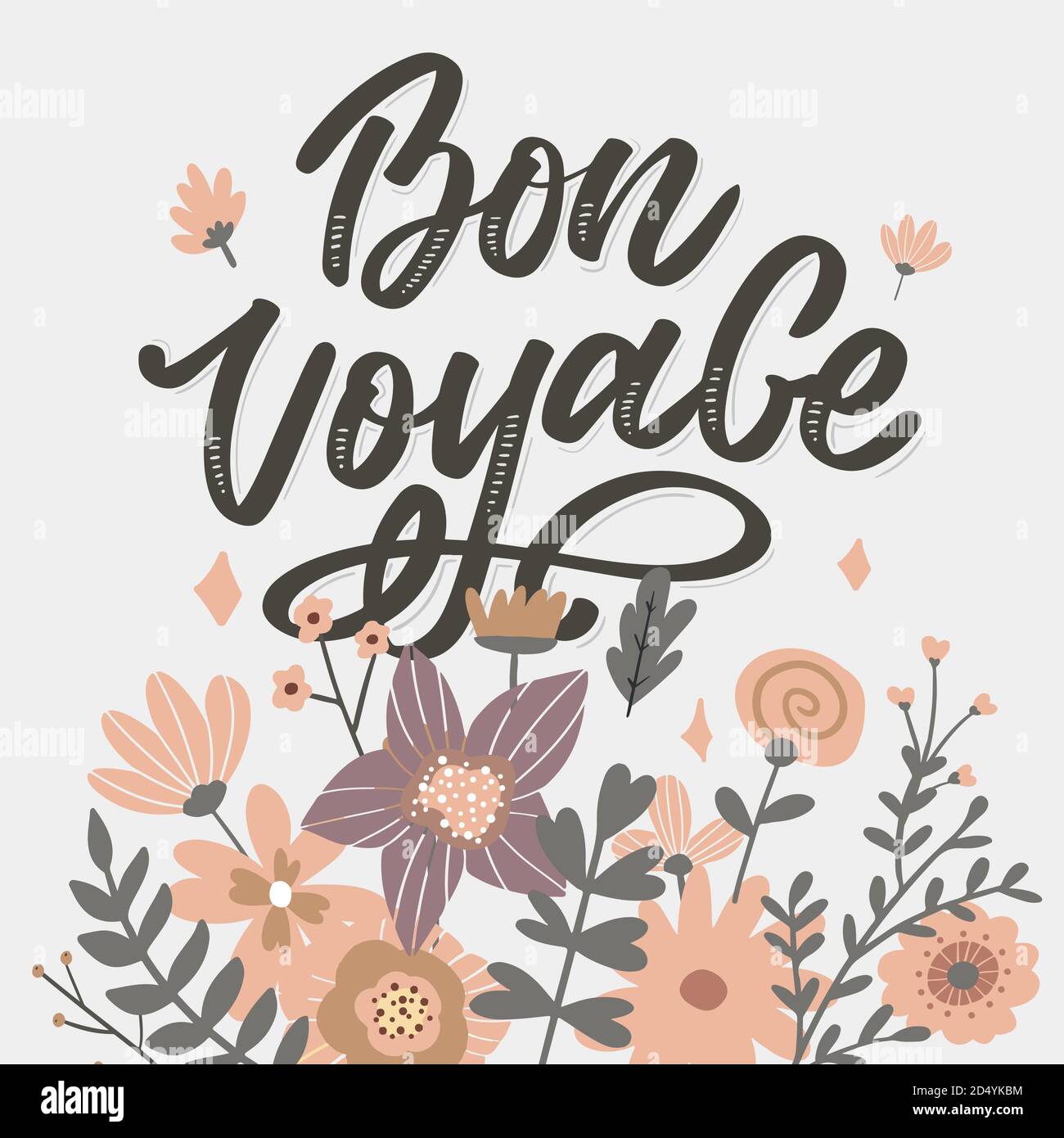 Bon Voyage Hand Lettering Vector Calligraphy Travel Stock Vector Image ...